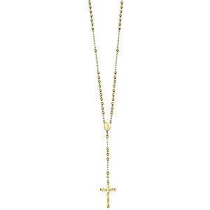 IceCarats 14K Yellow Gold 4mm Beaded Rosary Necklace 24 inch Chain