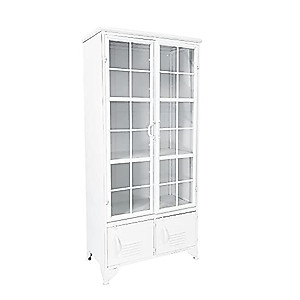 Creative Co-Op Metal Shelves & 4 Doors Cabinets and Shelf Units, White