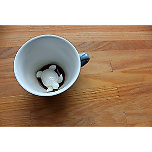 Creature Cups Turtle Ceramic Cup (11 Ounce, Wedgewood Blue Exterior) - Hidden Sea Animal Inside - Birthday, Holiday & Housewarming Gift for Ocean and Coffee & Tea Lovers