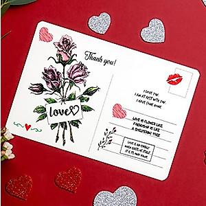 Valentines Flowers Clear Stamps for Card Making Decoration and Scrapbooking Supplies, Rose Love Words with Sentiment Transparent Rubber Stamps for Paper Card Photo Album Crafting Supplies