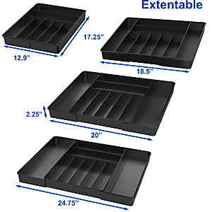 Simple Houseware Expandable Kitchen Drawer Flatware Organizer, Black