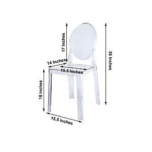Efavormart Pack of 1 | Clear Transparent Banquet Ghost Chair Armless Stacking Accent Chair with Oval Back Acrylic, Invisible Plastic Construction, Unique Style