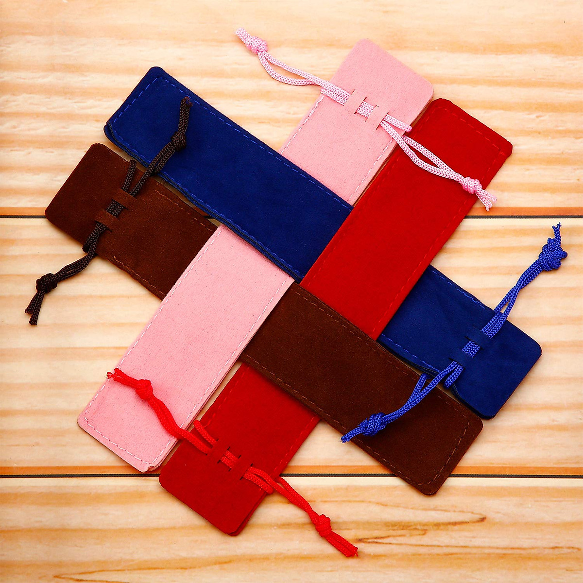 50 Pieces Pen Pouch Velvet Drawstring Pen Bag Velvet Case Pencil Bag for Pen and Pencil (Multicolor)