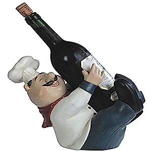 StealStreet Chef Holding A Wine Bottle Figurine, 8"