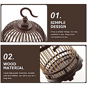 Alipis Wooden Grasshopper Cage Cricket Basket Natural Wood Insect House Reptile Feeding Box Small Insect Cage Hanging Cockroaches Cage Portable Insect Cage