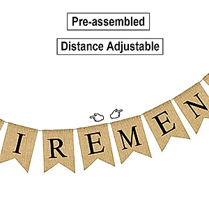 CROWNOS Happy Retirement Banner Burlap Women Men Retirement Banner for Retirement Party Decorations