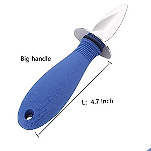 Awxlumv Oyster Knife Shucker Large Handle Seafood Opening Ark Shell, and Other Shellfish Tool Blue 2 Pcs Kit