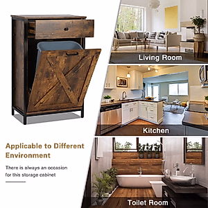 Bed Bath & Beyond 10 Gallon Tilt Out Kitchen Trash Cabinet Trash Can Wooden Tilts Out Hands Laundry Recycling Holder Brown Brown