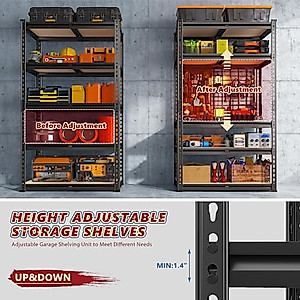 REIBII Storage Shelves Heavy Duty,5 Tier Adjustable Metal Shelving Unit Utility Rack Shelf for Garage Pantry Warehouse Closet Kitchen 12" D x 28" W x 60" H
