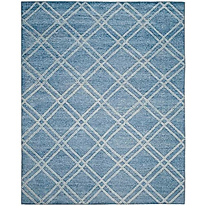 SAFAVIEH Stone Wash Collection 8' x 10' Deep Blue STW701D Hand-Knotted Trellis Bamboo Silk Area Rug