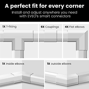 Cord Hider 153in - Covers for Wires - Paintable - Wire Hiders for TV On Wall - Cable Management - Cable Raceway - 9X L17 x W0.95 x H0.5 - White