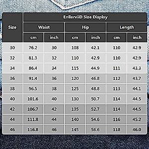 EnllerviiD Men's Relaxed Fit Classic Jeans - Loose Fashion Baggy Comfort Plain Hip Hop Denim Pants 022-30