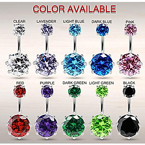 Purple Claw Set 6MM and 10MM Round CZ Stone 925 Sterling Silver Double Side Belly Button Ring Jewelry