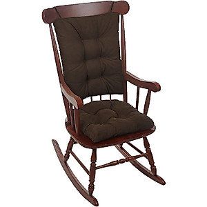 Klear Vu Omega Non-Slip Rocking Chair Cushion Set with Thick Padding and Tufted Design, Includes Seat Pad & Back Pillow with Ties for Living Room Rocker, 17x17 Inches, 2 Piece Set, Chocolate
