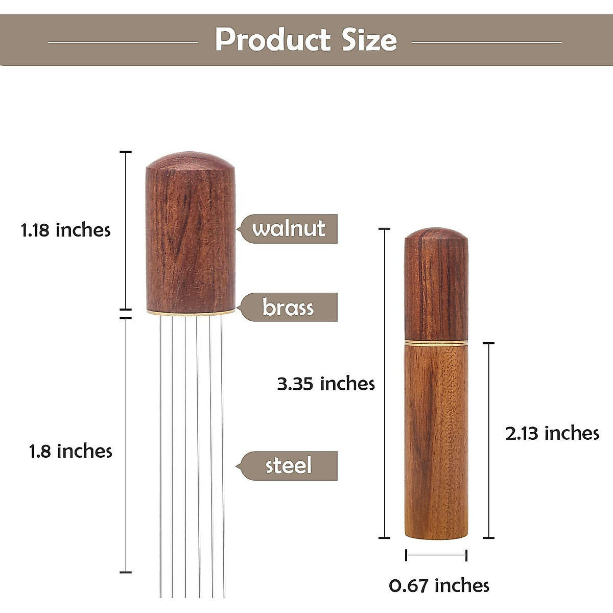 WDT Tool,Espresso Coffee Stirrer Espresso Distribution Tool Portable Espresso distribution Tools,6 Needles Natural Wood Handle and Stand (Walnut)