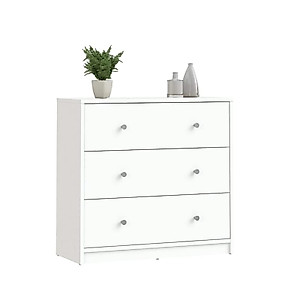 Pemberly Row Contemporary 3 Drawer Chest Dresser in White