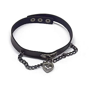 YERTTER PU Leather Choker Heart Gothic Jewelry Necklaces for Women Punk Rock Adjustable Black Collar Choker Necklaces for Cosplayer