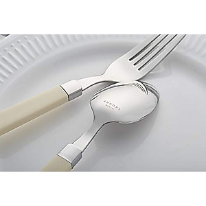 ANNOVA 16 Pieces Stainless Steel Flatware/Cutlery Set - Color Handles - 4 x Dinner Forks, 4 x Dinner Knives, 4 x Dinner Spoons, 4 x Dessert Spoons - Service for 4 (Cream, 16 Pieces)