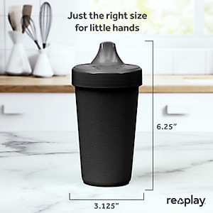 Re-Play Made in USA 10 Oz. Sippy Cups for Toddlers, Pack of 1 - Reusable Spill Proof Cups for Kids, Dishwasher/Microwave Safe - Hard Spout Sippy Cups for Toddlers 3.13" x 6.25", Black