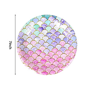 MaitianGuyou Mermaid Disposable Party Plates,40-Pack 9 Inch Paper Plates & 40-Pack 7 Inch Dessert Plates for Birthday, Party, Retirement,Appetizer,Wedding Bridal Baby Shower(Mermaid)