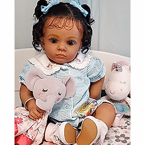Angelbaby 24" Lifelike African American Reborn Toddler Doll, Cute Realistic Newborn Silicone Gift Toy