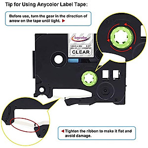 Anycolor TZ-131 TZ Tape 12mm 0.47 Laminated Clear Label Maker Tape Replacement for Brother Ptouch TZe-131 TZe131 Tape, Work with P Touch PT-D210 PTH110 PTD220 PTD410 PTD400 PTD600 Label Maker, 5-Pack