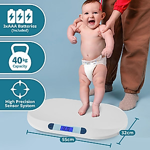 Smart Weigh Comfort Baby Scale, 44 Pound Capacity, 3 Weighing Modes, Accurate Digital Scale for Infants, Toddlers, and Babies