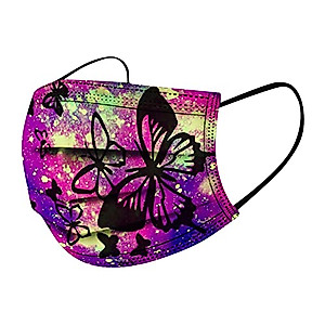 Wtosuhe 50 Pack Adults Floral Disposable FaceMasks, 3-Ply Women Spring FaceMasks with Flowers Butterfly Designs and Nose Wire for Work Holiday