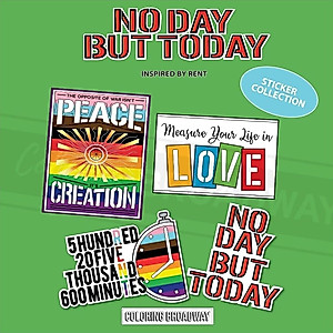 Coloring Broadway - Rent Inspired Stickers (Set of 4) “No Day But Today” Collection, Broadway Musical Merchandise, Die-Cut & Bubble Free Vinyl, Ideal Gift for Theatre Lovers