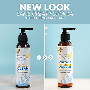 Eva Naturals Coconut & Honey Cleanser Hydrating Foaming Cleanser - Moisturizing, Non-Stripping Daily Acne Face Wash For All Skin Types - 6 Fl Oz