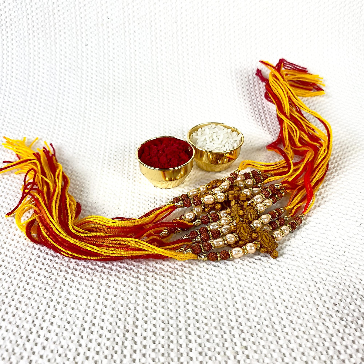 CRAFTONE Set of 12 Lucky Turtle Design Rakhi for Brother, Designer Rakhi Set for Raksha Bandhan, Small Beads Rakhi Thread Bhaiya Bhabhi Sister Rakhi Band for Rakshabandhan with Roli Chawal