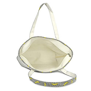 DALIX 23" Premium 24 oz. Cotton Canvas Shopping Tote Striped Banana