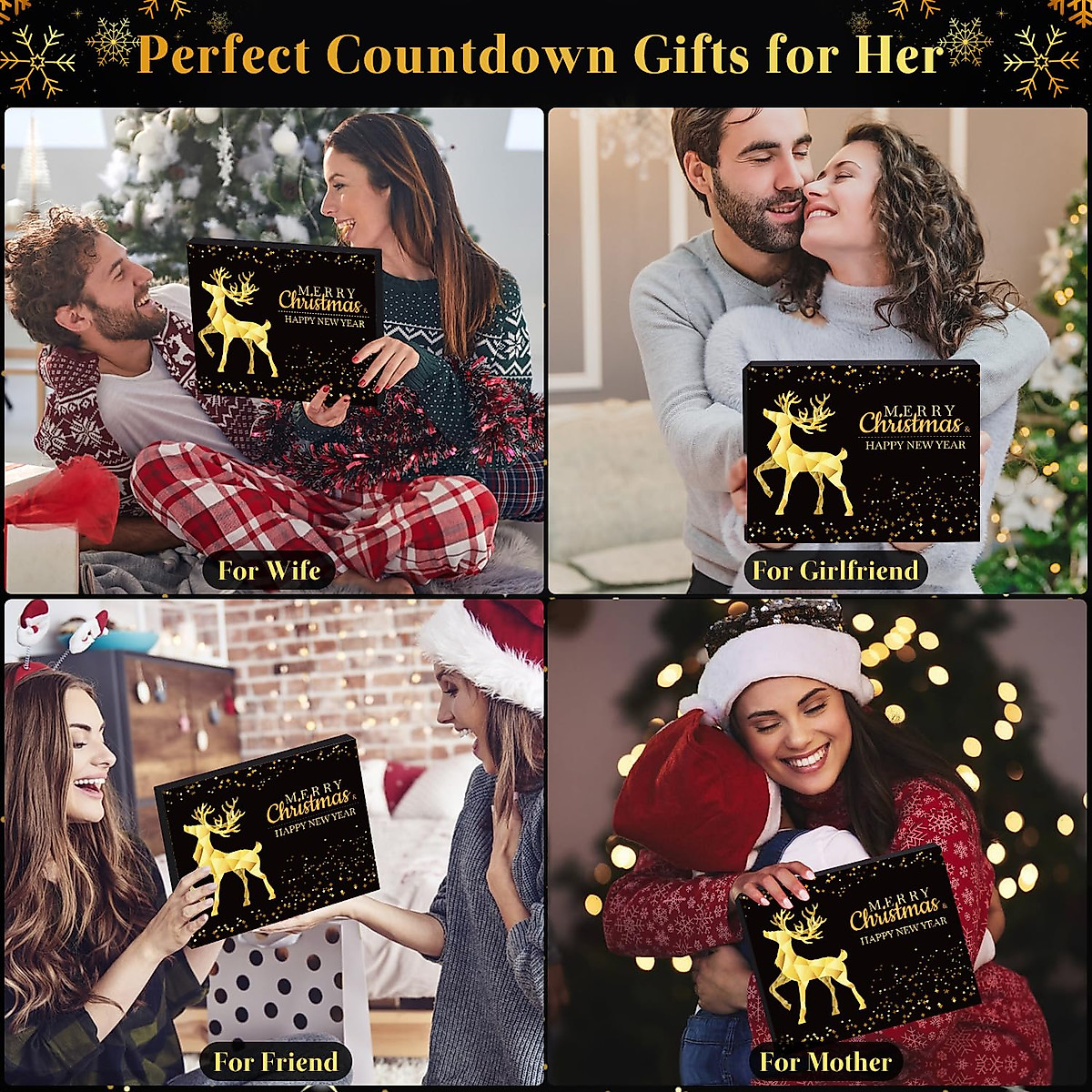 Jewelry Advent Calendar 2023 for Adult Women Teen Girls, 24 Day Christmas Countdown Calendar with Gold Earrings, Necklaces, Bracelets, and Rings, Xmas Surprise Gift for Wife Daughter Girlfriend