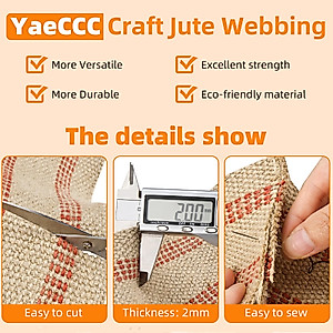 YaeCCC Craft Jute Webbing Tape, 3.5" x 10 Yd Rolls 11 lbs