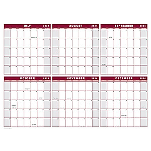 Large 24" x 36" 2024 Dry Erase Wall Calendar - Wet & Dry Erasable 12 Month Annual Yearly Wall Planner - Horizontal/Vertical, Reversible (Red, Laminated, 2024) - Two Piece Design