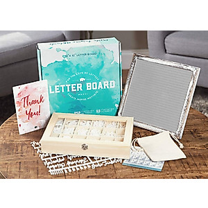 Letter Board 10x10 Rustic Gray | +690 PRE-Cut Letters +Stand +Upgraded Wooden Sorting Tray | Farmhouse Felt Letterboard with Cursive Words, Letter Boards, Word Board, Message Board, Changeable Sign