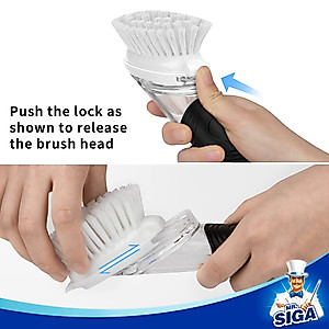 MR.SIGA Soap Dispensing Dish Brush Storage Set, Kitchen Brush with Holder for Pot Pan Sink Cleaning