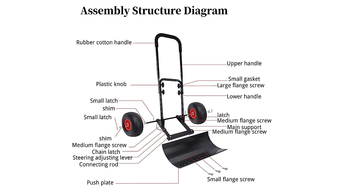 Snow Plow Snow Dump Snow Shovel with Wheels, Shovel Wheeled Snow Pusher ...