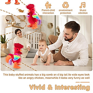 SdeNow Musical Squawking Chicken Stuffed Animal Walking Singing Waving Rooster Fun Electronic Interactive Animation Plush Toys Gifts for Kids