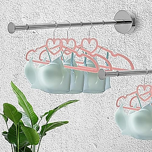 Angoily Wall Mount Clothes Bar Iron Pipe Hanger Holder Organizer Garment Holder Rack Spacer Saver for Home Bedroom Bathroom Silver