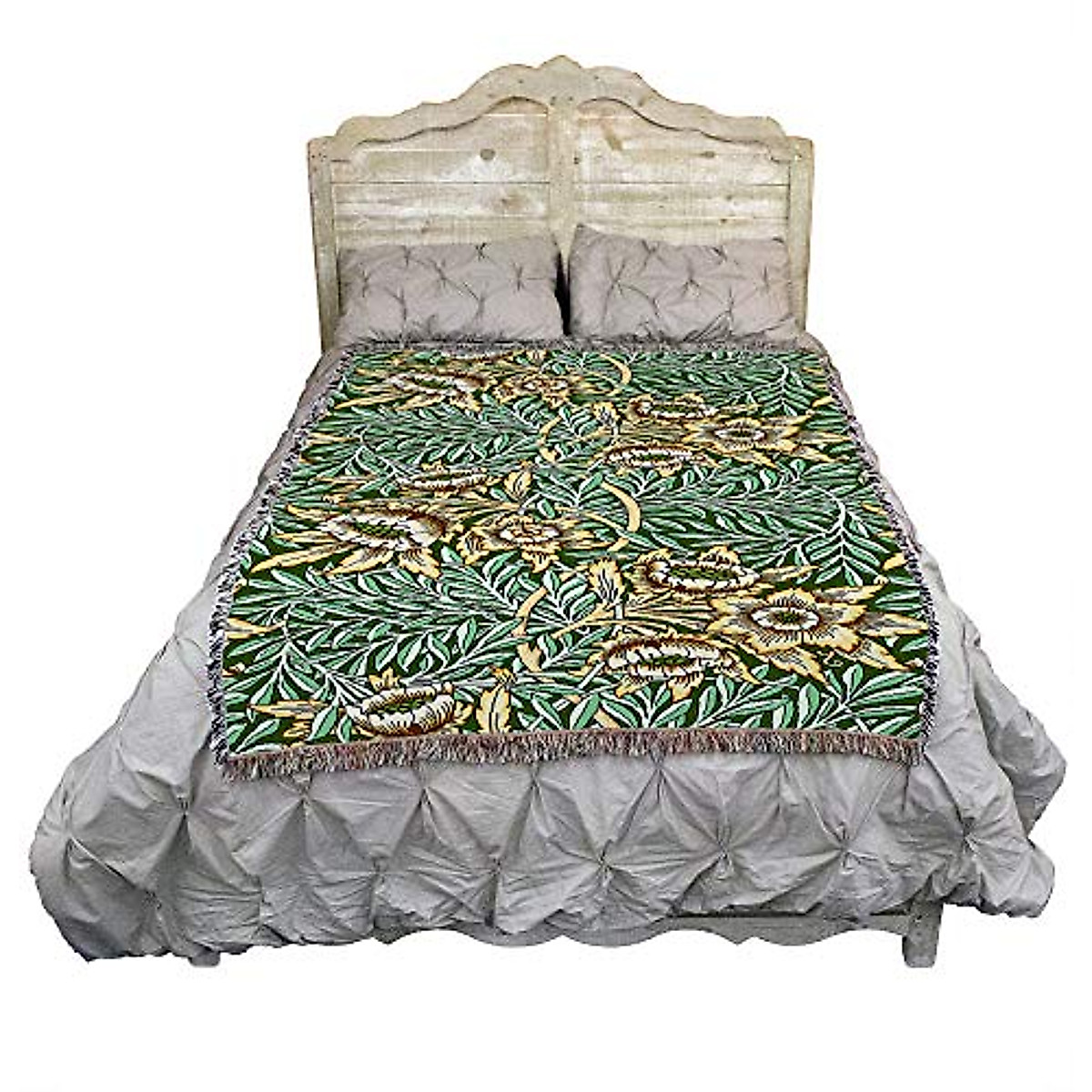 Pure Country Weavers William Morris Tulip and Willow Bay Blanket - Arts & Crafts - Gift Tapestry Throw Woven from Cotton - Made in The USA (72x54)