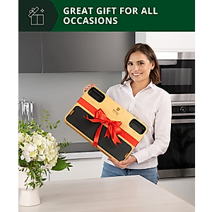 ROYAL CRAFT WOOD Extra Large Bamboo Cheese Board and Knife Set - With Slate Plate and Sauce Bowls