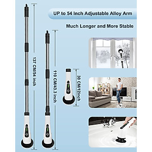 Vaxeple Electric Spin Scrubber, Cordless Cleaning Brush with 54" Adjustable Long Handle and 8 Replaceable Brush Heads, 2 Working Speed Shower Scrubber