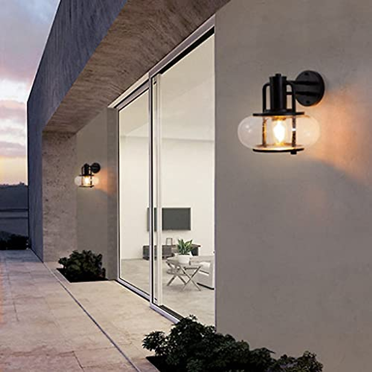 Wall Light Outdoor Waterproof Wall Lamp IP65, Simplicity Wall Sconce Fixture,Wall Lights with Clear Glass Shade for Porch Entryway Garden Wall Lamp Home (Color : Black)