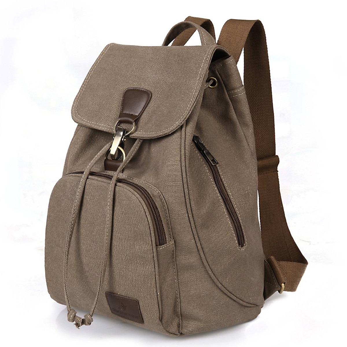 Qyoubi Canvas Fashion Backpacks Purse Casual Outdoor Shopping Daypacks Sports Rucksack Hiking Travel Multipurpose Bag Coffee
