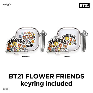 elago l BT21 Flower Case Compatible with Samsung Galaxy Buds 2 Pro Case (2022) / Galaxy Buds 2 Case (2021) / Galaxy Buds Pro Case (2021) / Galaxy Buds Live Case (2020) [Official] (Flower Bouquet)