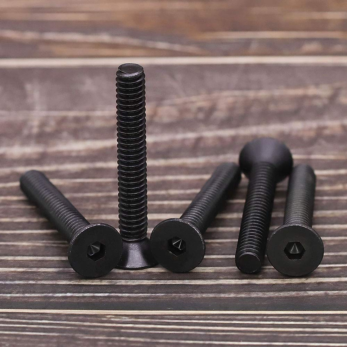 M6 x 12mm (50 PCS) Flat Countersunk Head Socket Cap Screws, 10.9 Grade Alloy Steel, Black Oxide, Allen Hex Socket Drive, Full Thread, Coarse Thread UNC