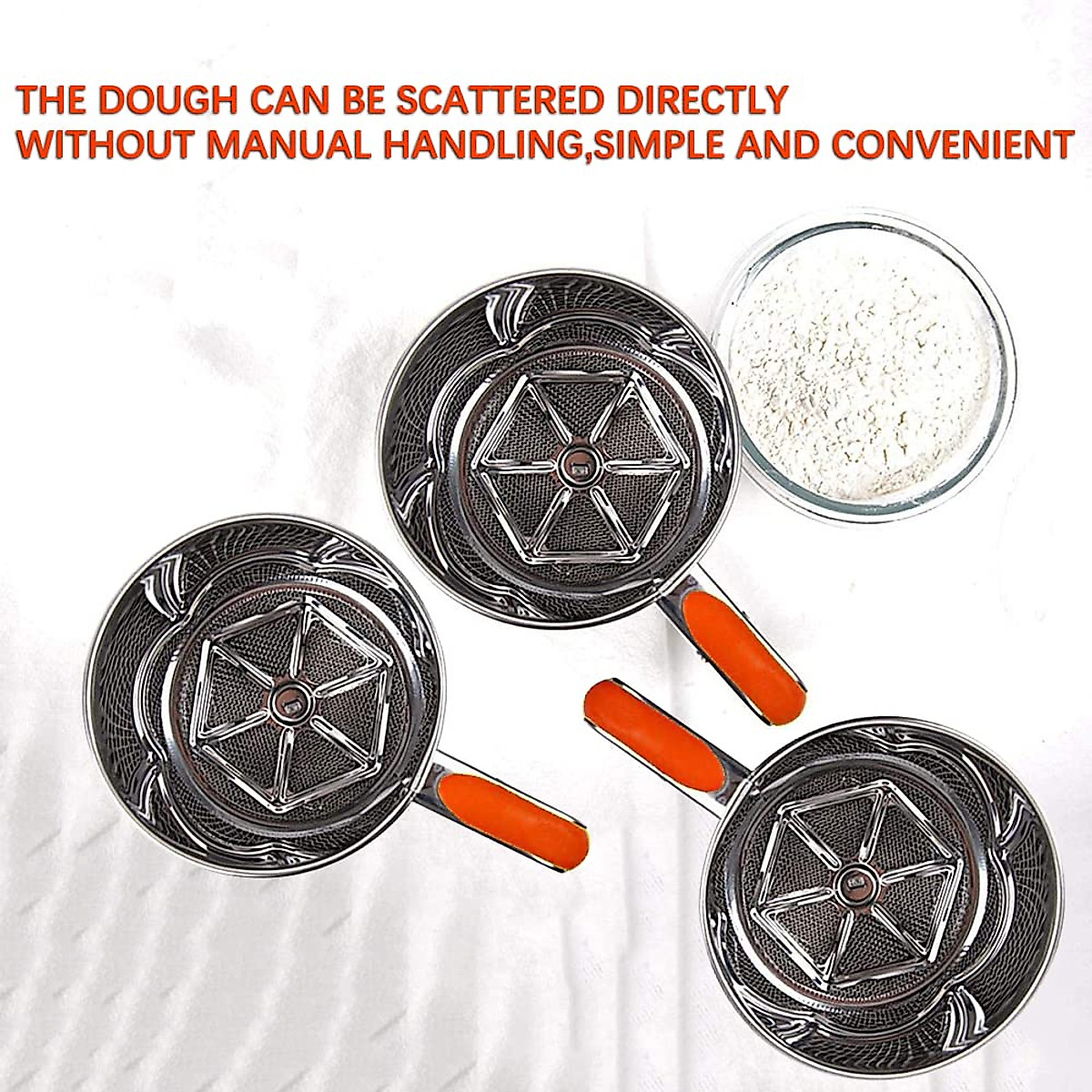 Stainless Steel Flour Sifter for Baking with Silicone Handle(3 Cup)