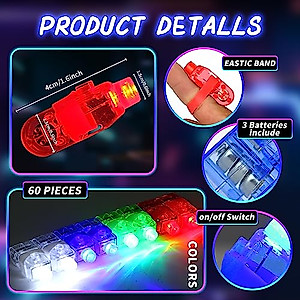 60Pcs LED Finger Lights Mini Finger Flashlights for Kids Glow, Novelty Toys Party Favors for Birthday Christmas Halloween, Party Supplies for Parties Cheering Novelty Toys Gift for Kids, Adult