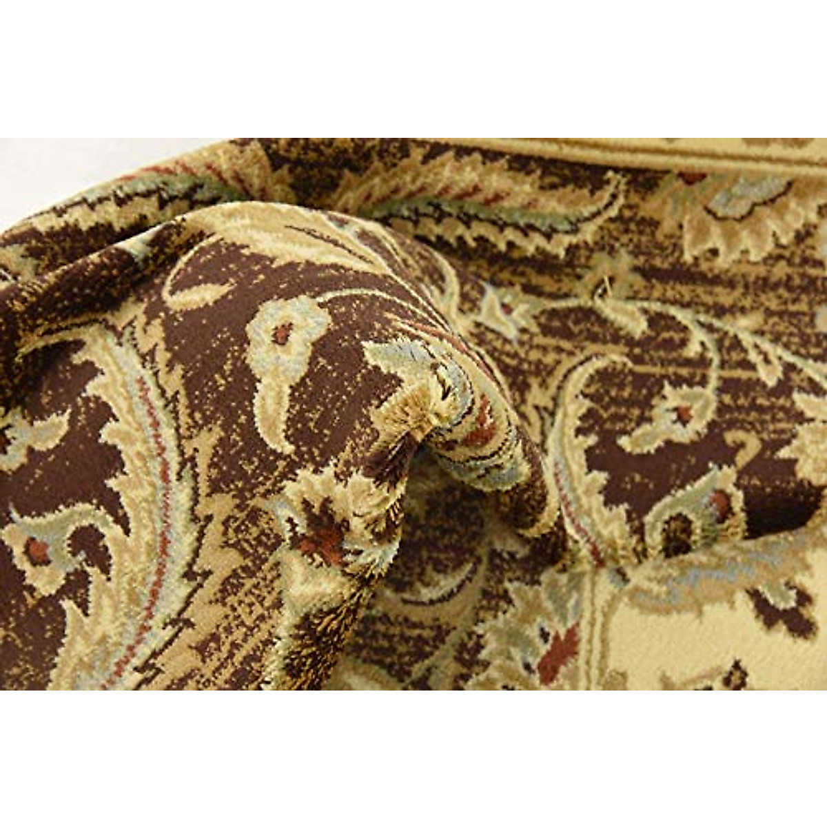 Unique Loom Voyage Collection Traditional Oriental Classic Intricate Floral Design Area Rug, 5 ft x 8 ft, Brown/Gold